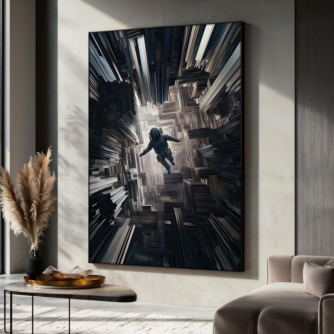 Interstellar Astronaut Canvas Painting, Abstract Space Exploration Wall ...