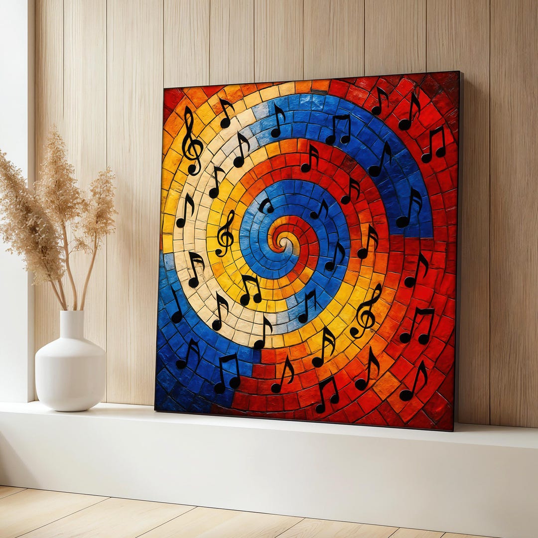 Colorful Music Notes Canvas Wall Art, Abstract Music Print, Vibrant ...