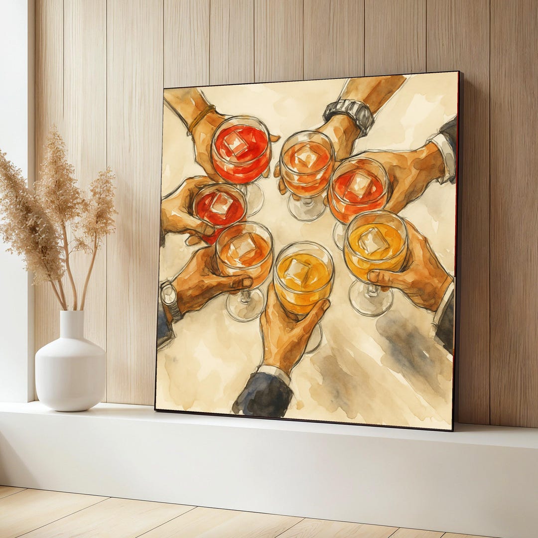 Cheers Canvas Painting, Celebration Drink Wall Art With Colorful ...