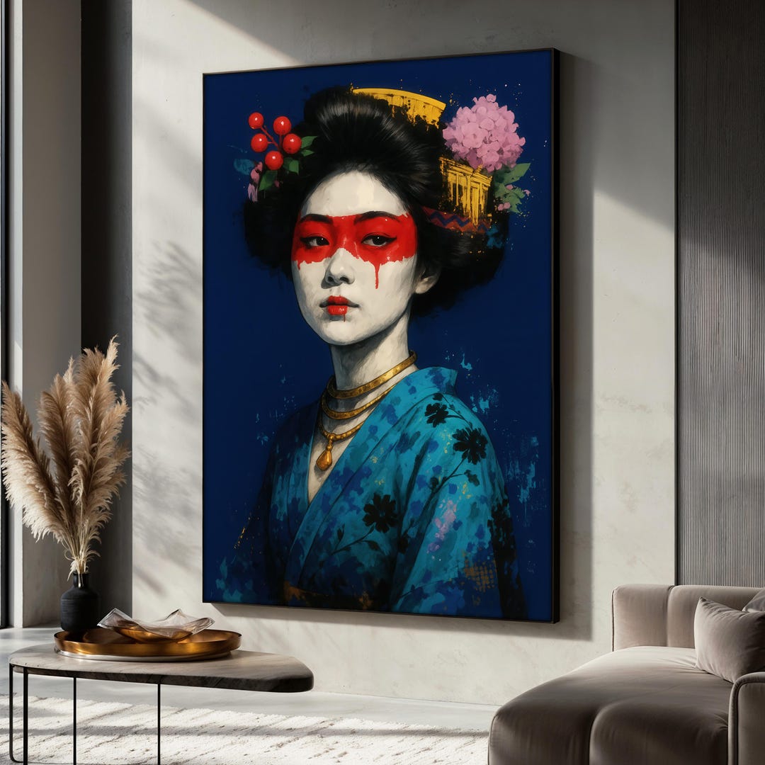Geisha Canvas Painting, Japanese Woman Wall Art, Geisha Poster ...