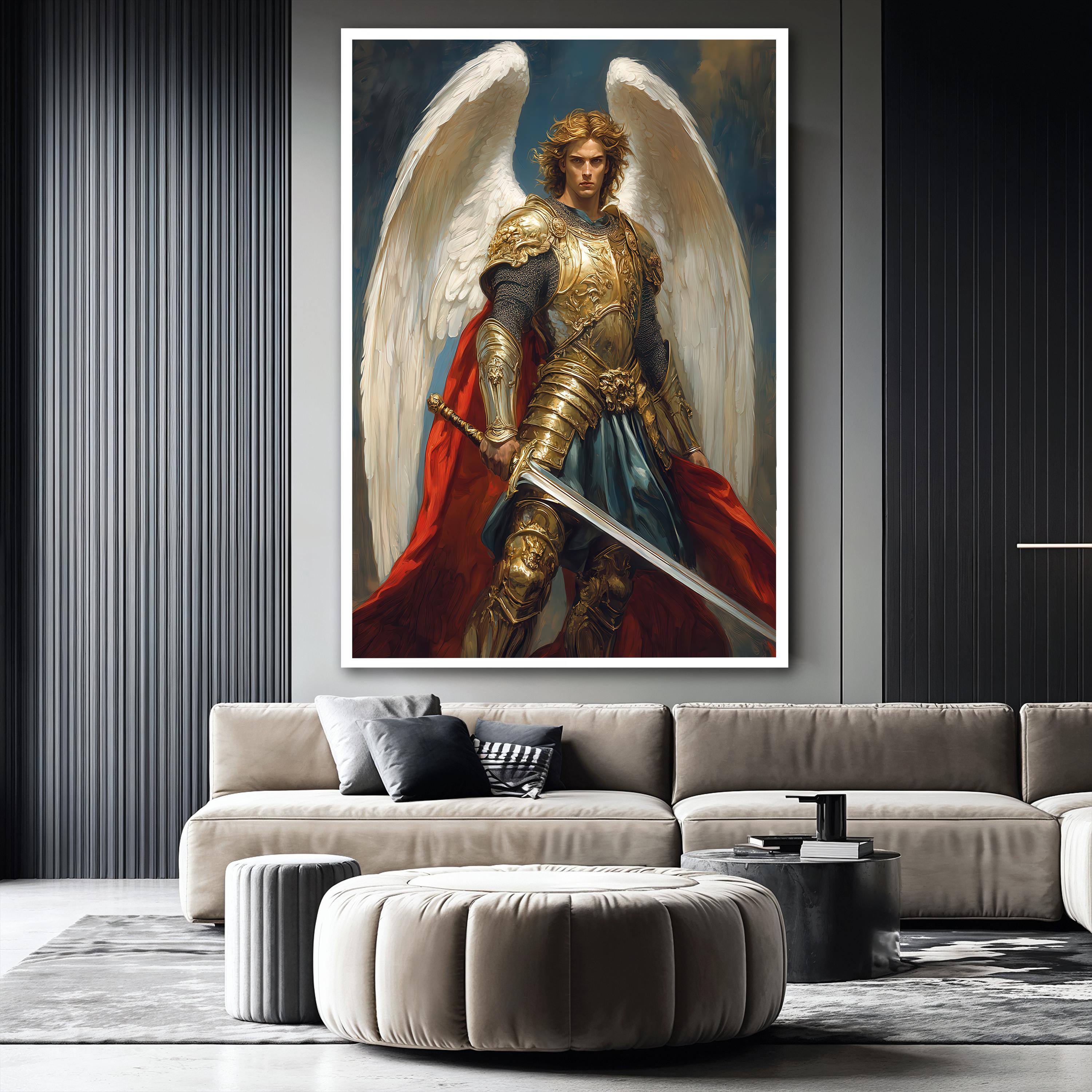 Archangel Michael Canvas Painting, Warrior Angel Wall Art, Christian ...