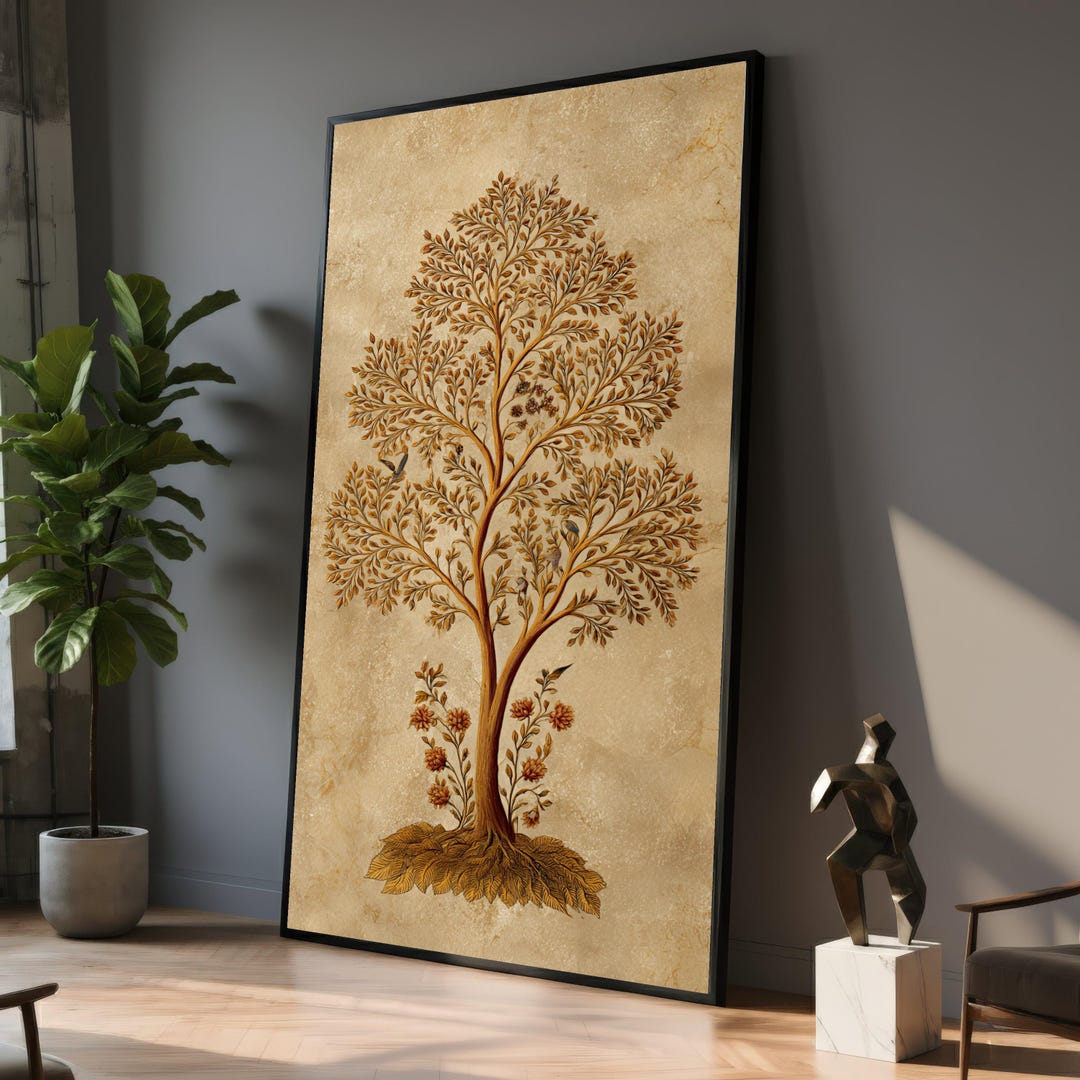 Rustic Tree of Life Canvas, Vintage Botanical Wall Art, Earth Tone ...