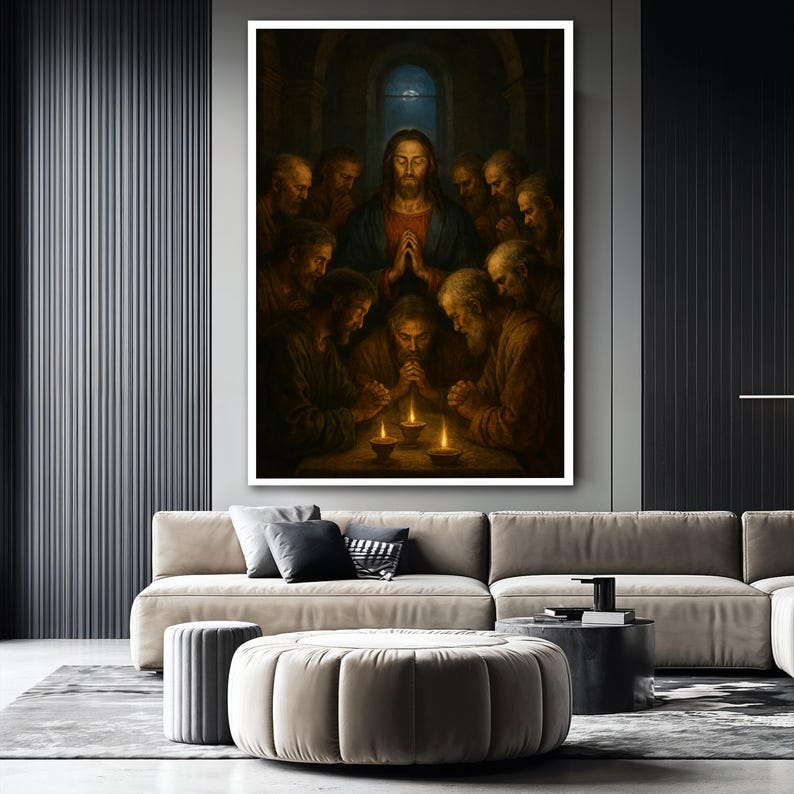Prayer Before the Last Supper Canvas Painting, Jesus and Disciples Wall ...