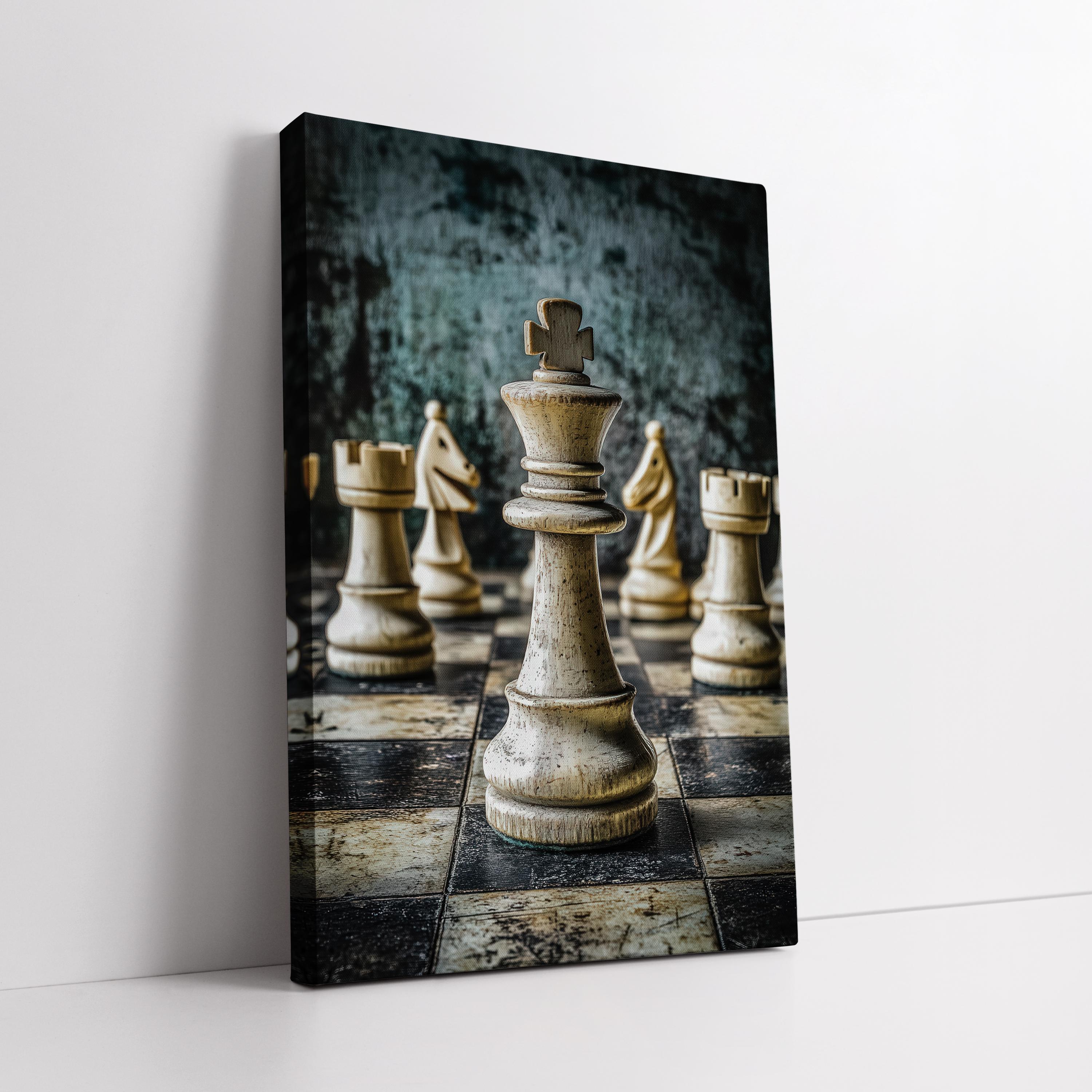 Classic Chess King Canvas Painting, Elegant Strategy Wall Art, Chess ...