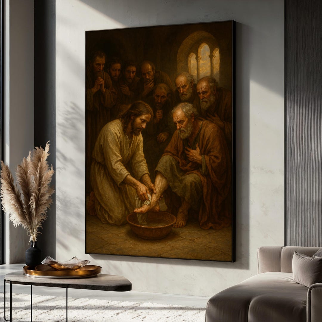 Jesus Washing the Feet of His Disciples Canvas Painting, Humble ...
