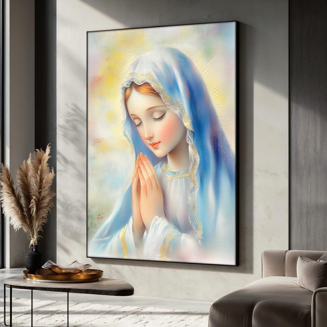 Blessed Virgin Mary Canvas Painting, Christian Religious Wall Art, Art ...