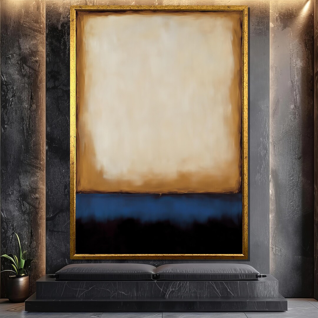 Mark Rothko Canvas Painting, Abstract Beige Blue and Black Color Field ...