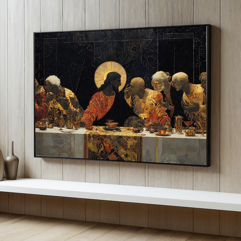 Gustav Klimt the Last Supper Canvas, Religious Wall Art, Jesus and ...