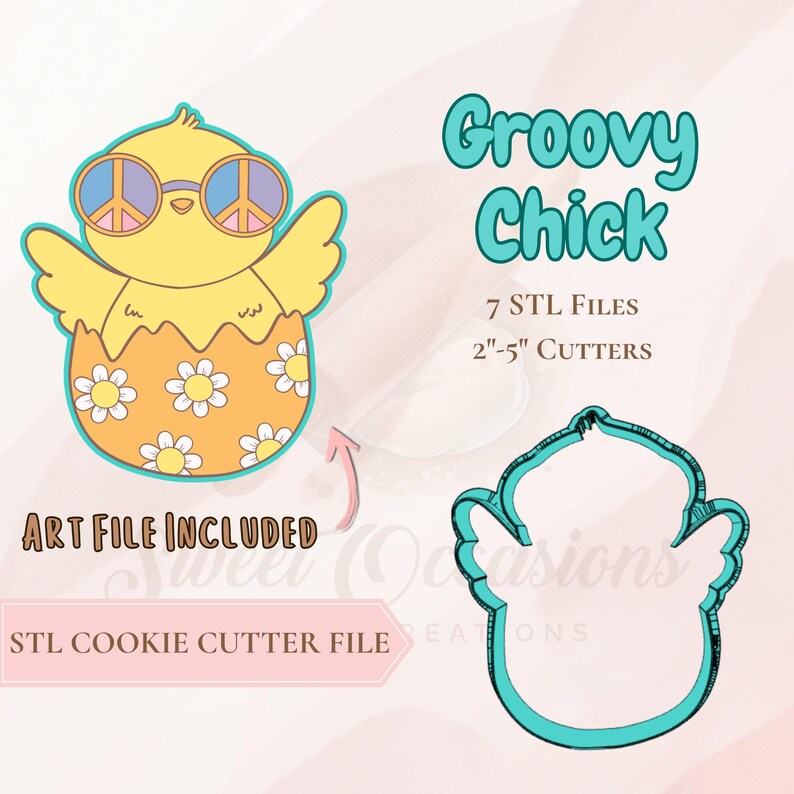 Groovy Chick Cutter STL File – Groovy Easter Cookie Cutter for ...