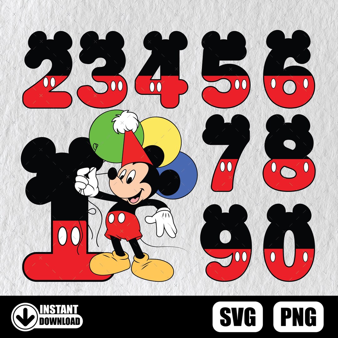 Mouse Birthday Number Svg Png Instant Download File - Etsy