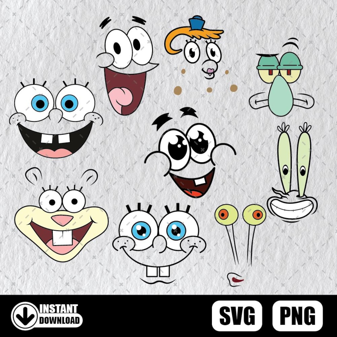 Cartoon Face Sponge Svg Png Instant Download File - Etsy