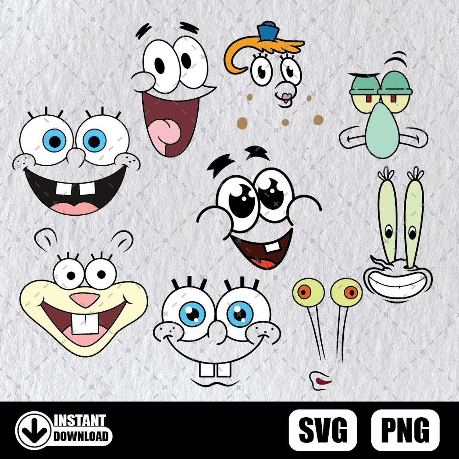 Cartoon Face Sponge Svg Png Instant Download File - Etsy