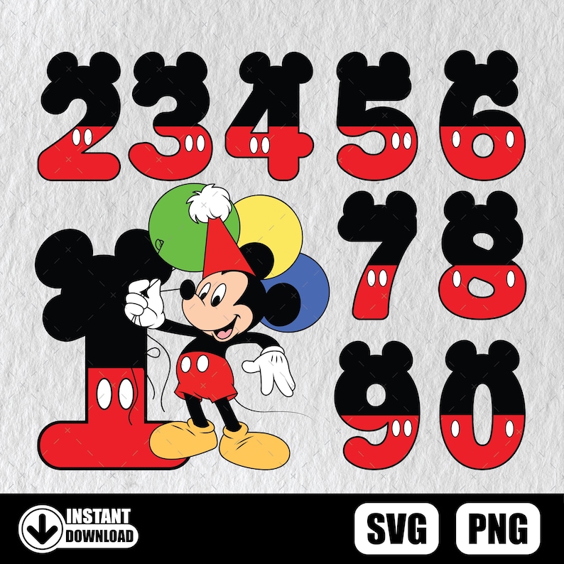 Mouse Birthday Number Svg Png Instant Download File - Etsy