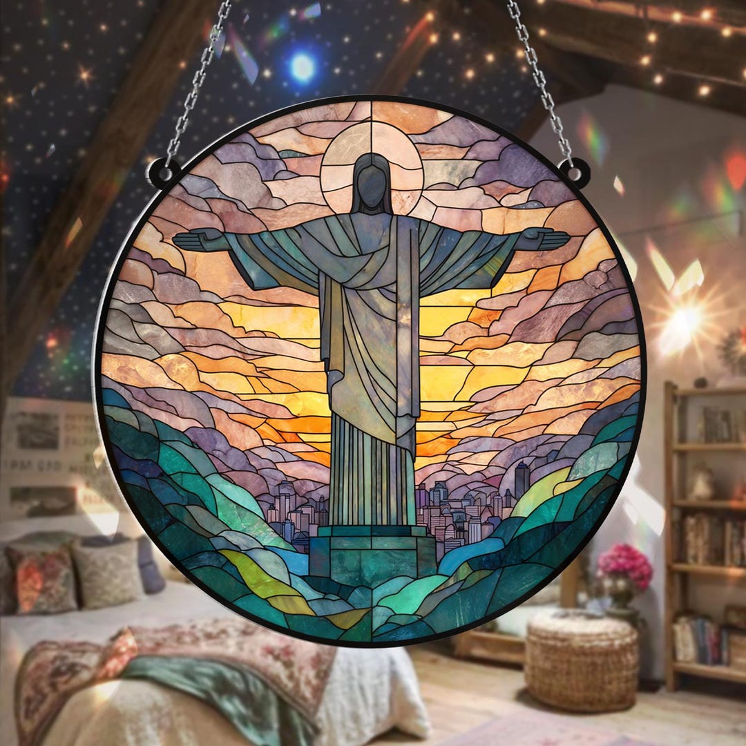 Christ the Redeemer Stained Glass Suncatcher, Rio De Janeiro Brazil ...