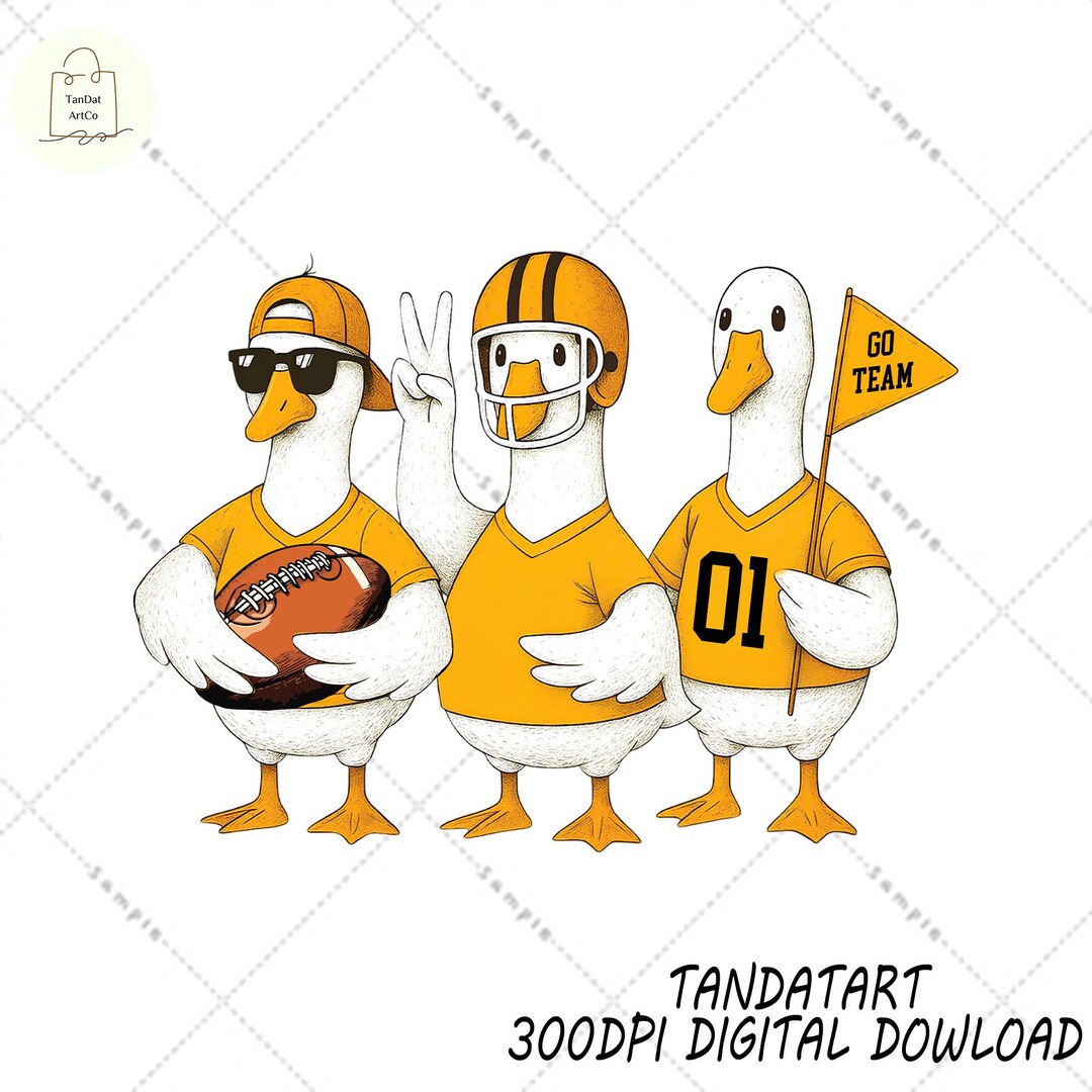 Funny Silly Goose Football Png, Fall Football Game Day Goose, Retro ...