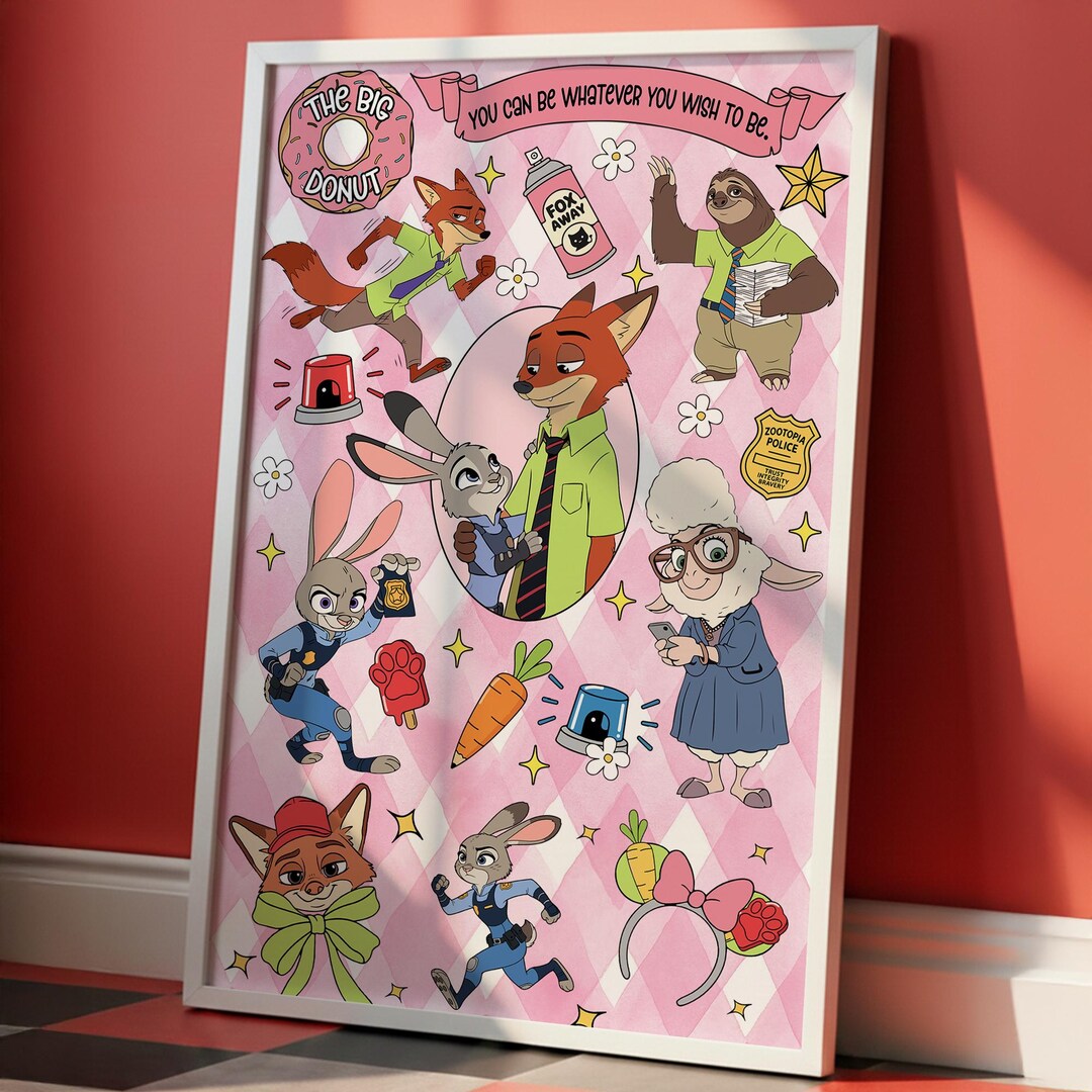 Zootopia Character Collage Art Print | Nick Wilde Judy Hopps Fan Poster ...