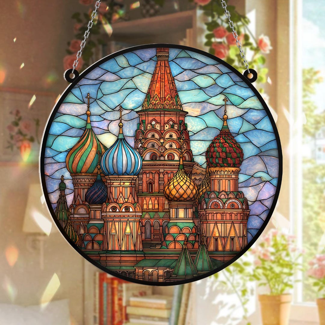Saint Basil's Cathedral Stained Glass Suncatcher, Moscow Russia ...
