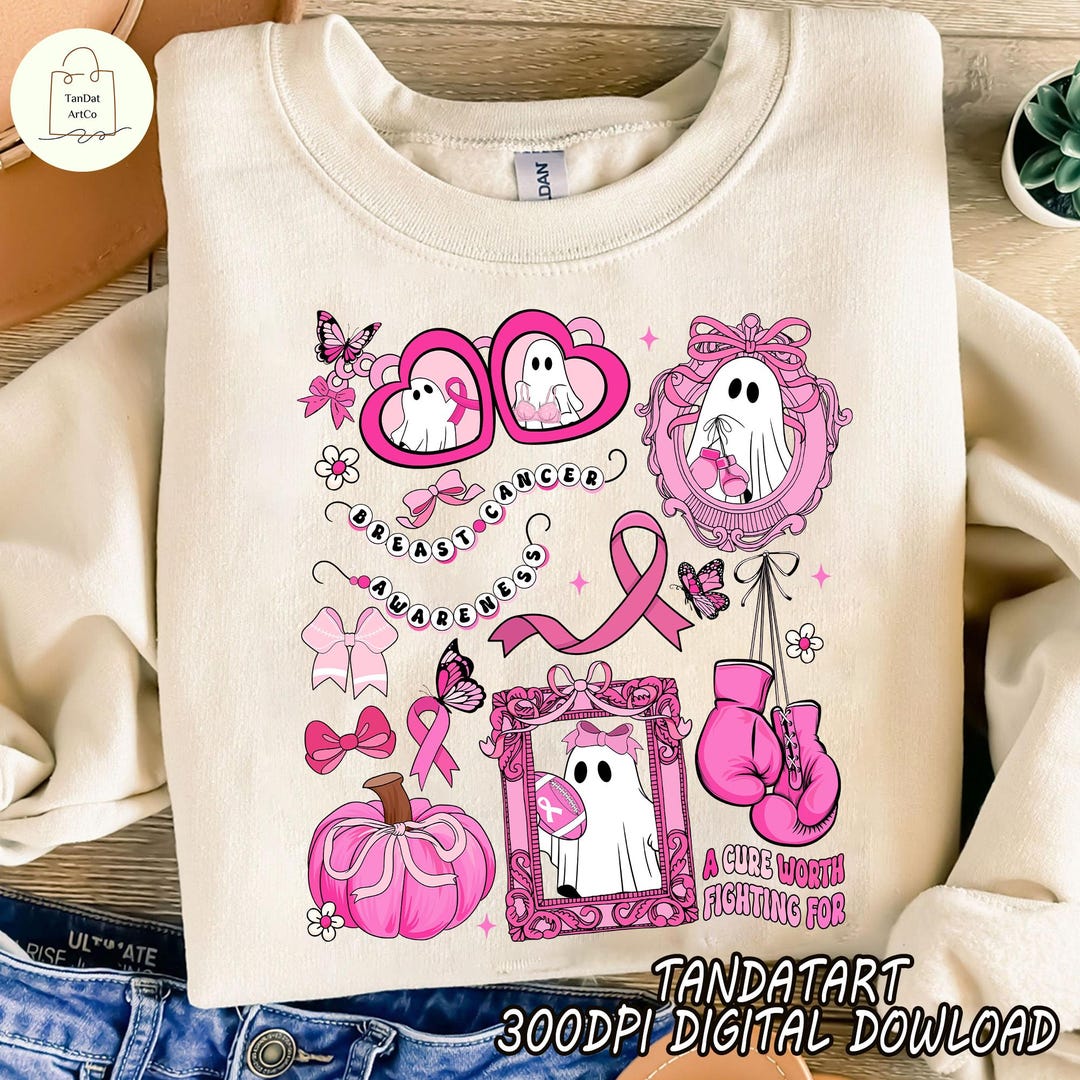 Breast Cancer Awareness Spooky Halloween, Pink Ribbon Ghost Png ...