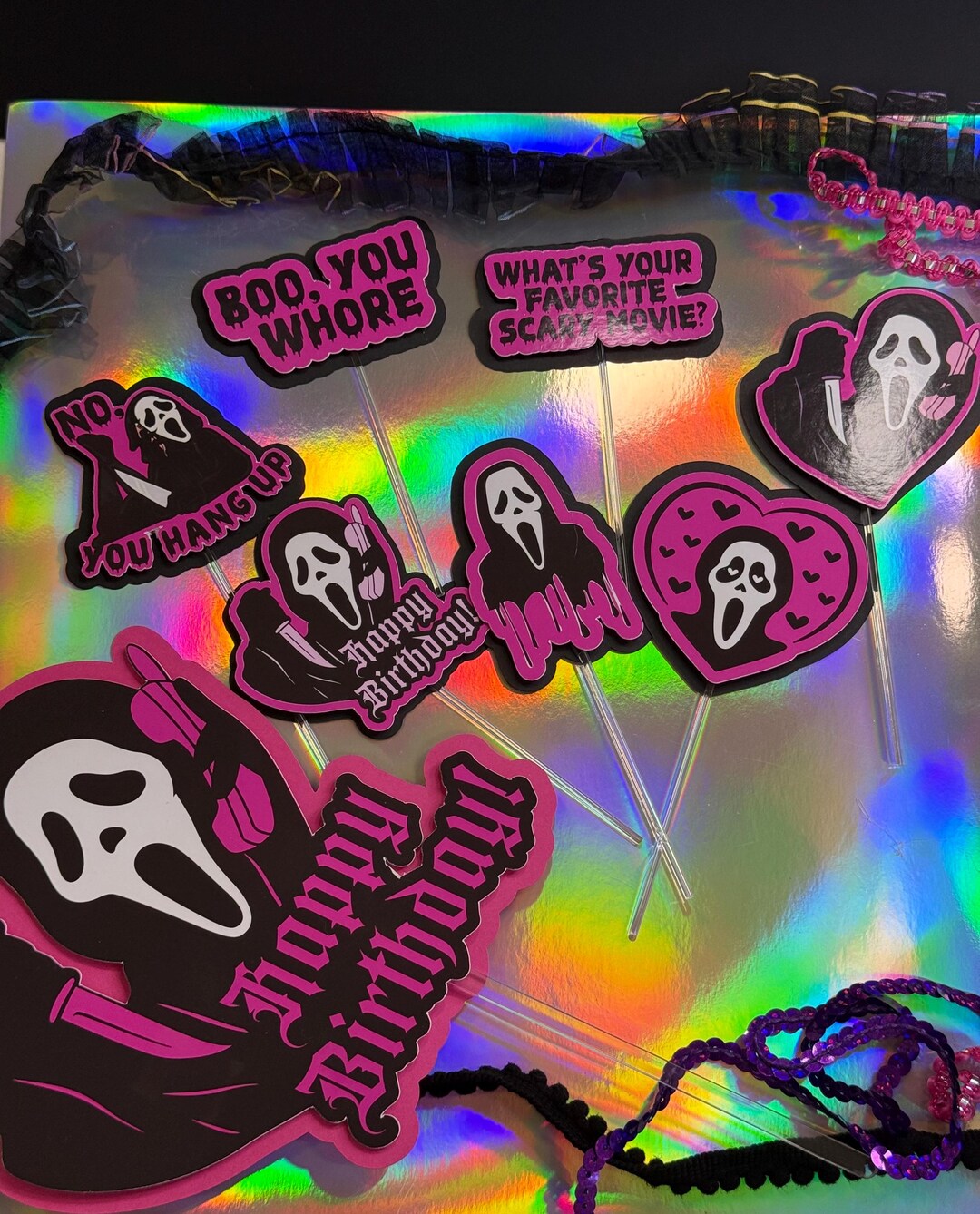 Scream Ghostface Cupcake Topper | Pink Scream Ghost Cake Topper - Etsy UK