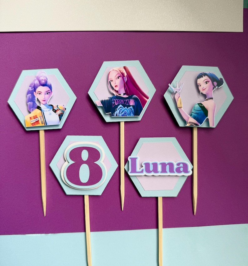 Cake Topper Kpop demon hunters - guerreras kpop decoración pastel ...