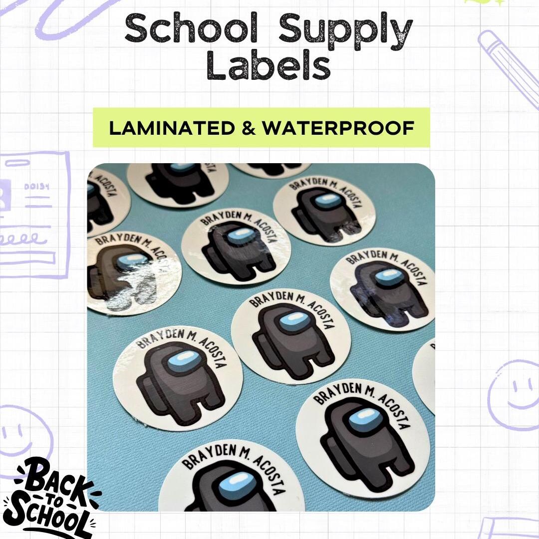 Waterproof Personalized Back-to-school Stickers - Custom Name Labels ...