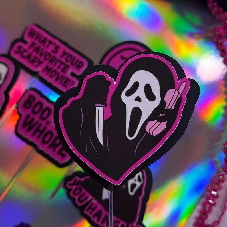 Scream Ghostface Cupcake Topper | Pink Scream Ghost Cake Topper - Etsy UK