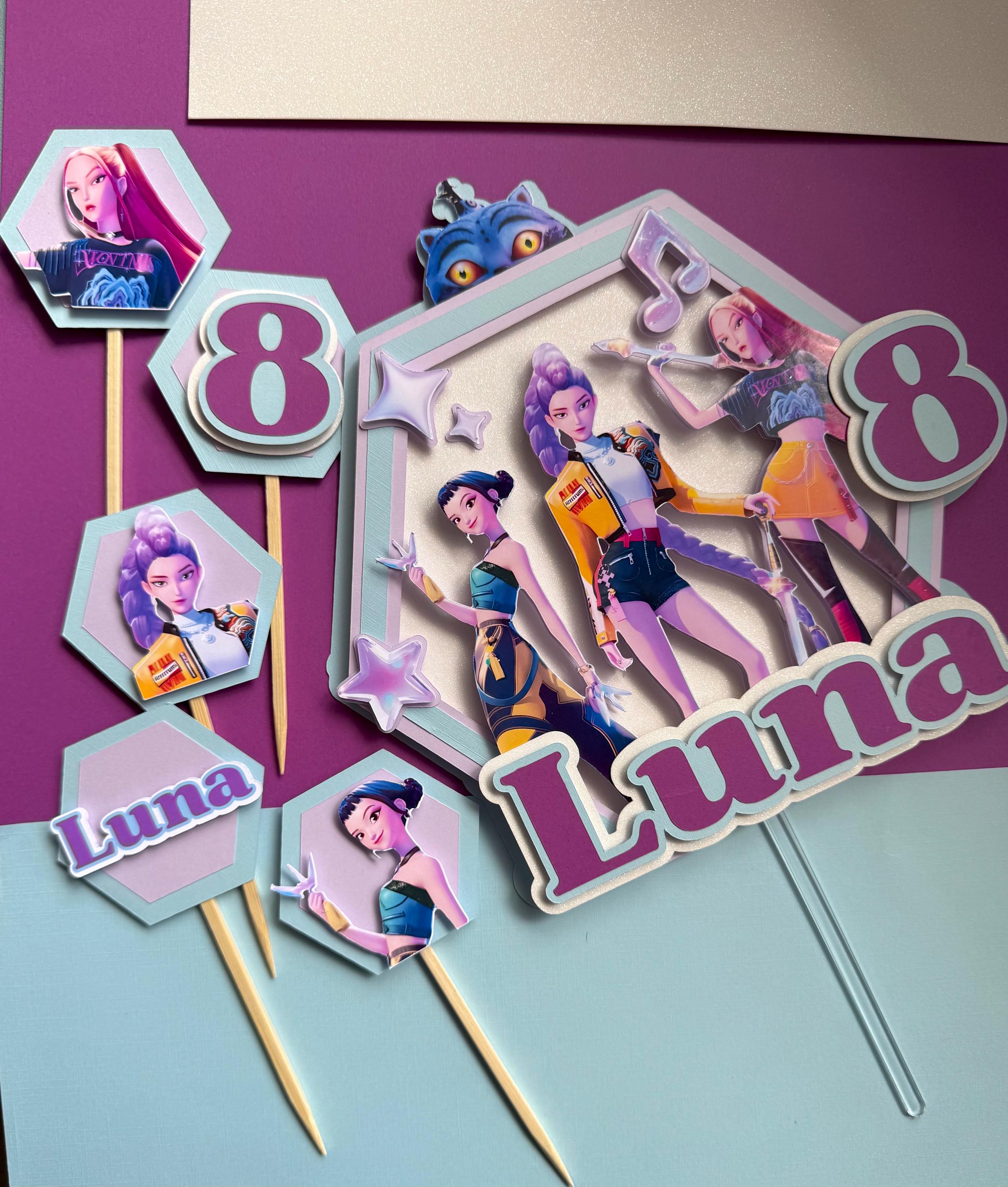 Cake Topper Kpop demon hunters - guerreras kpop decoración pastel ...