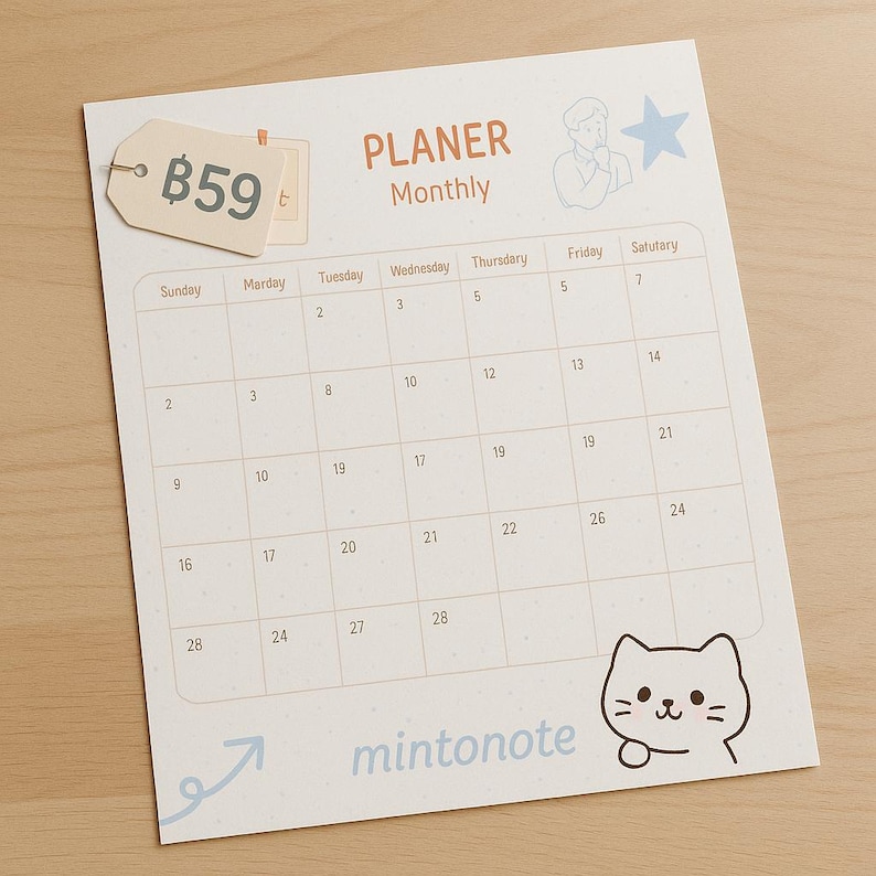 Printable Monthly Planner PDF | A4 & US Letter | Digital Calendar ...