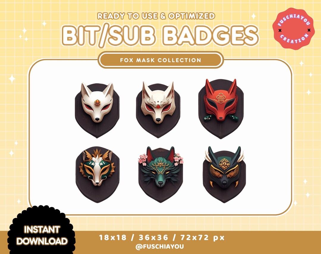 Fox Mask Sub Badges / Twitch Sub Badges / Bit Badges / Sub Badges ...