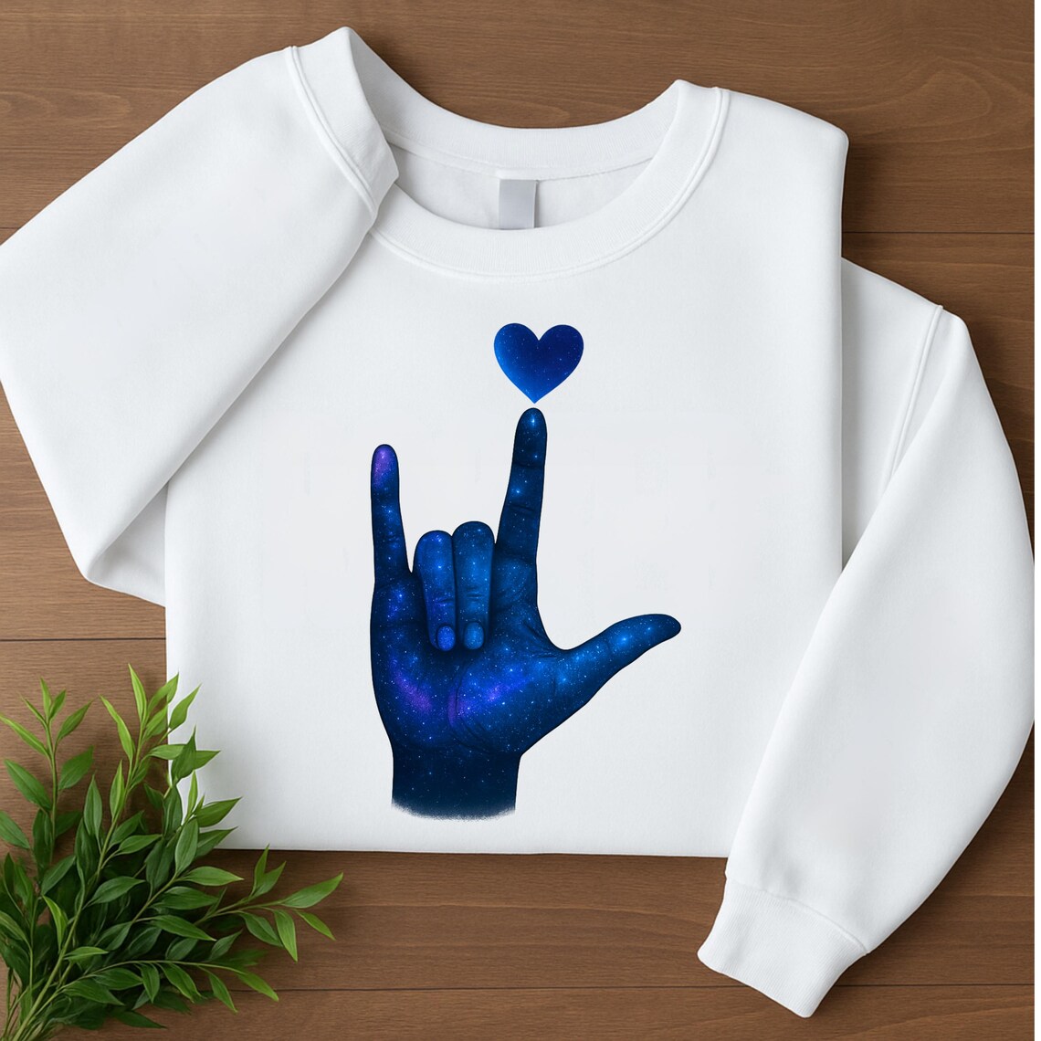 Galaxy ASL I Love You Hand Sign PNG | Blue Space Love Symbol With Heart ...