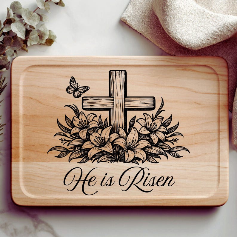 He is Risen SVG | Easter Laser Engraving File | Christian SVG for ...