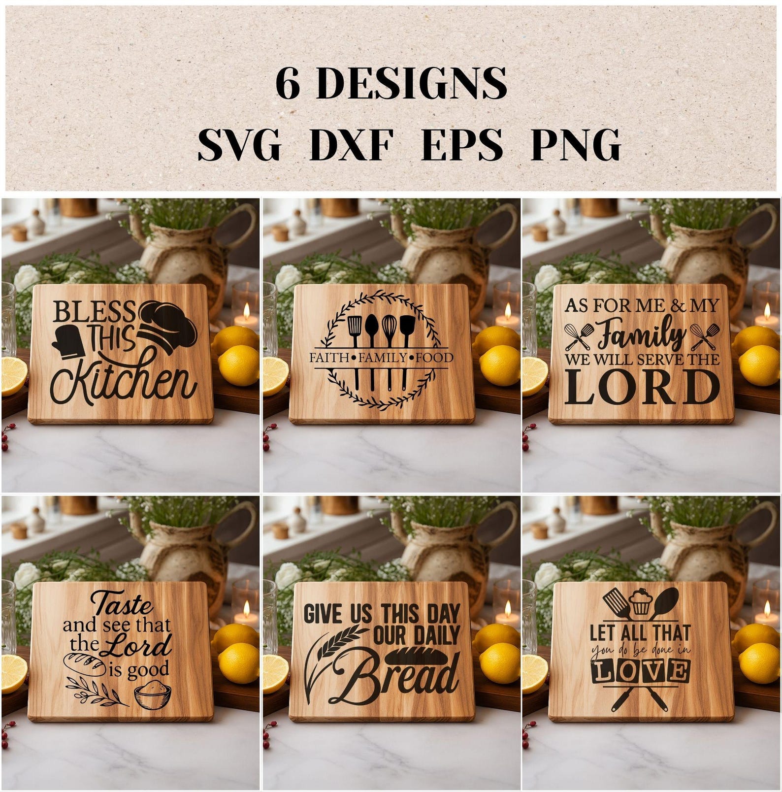 Farmhouse Kitchen Quotes SVG Bundle: Christian Kitchen Decor (digital ...