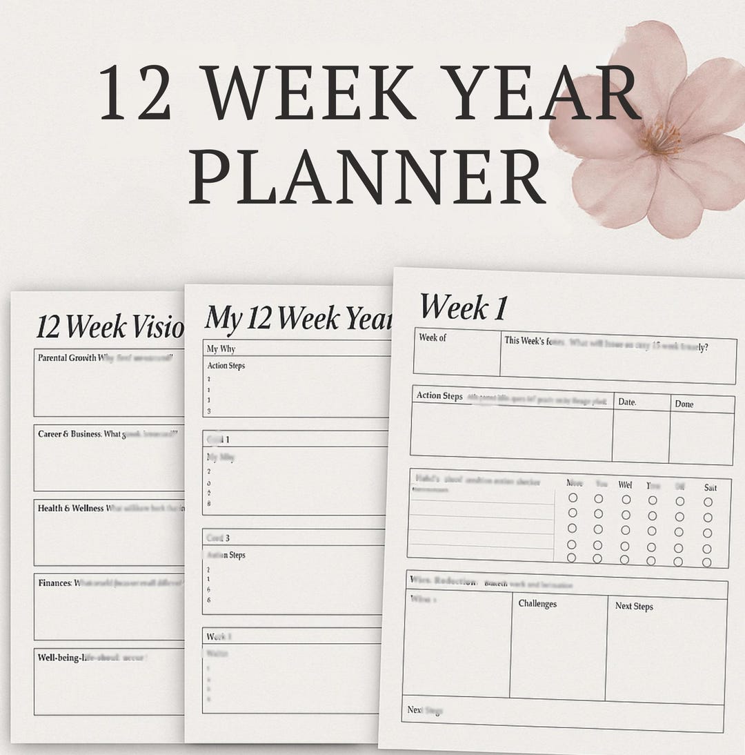 12 Week Year Planner | Printable Productivity & Goal Setting Planner ...