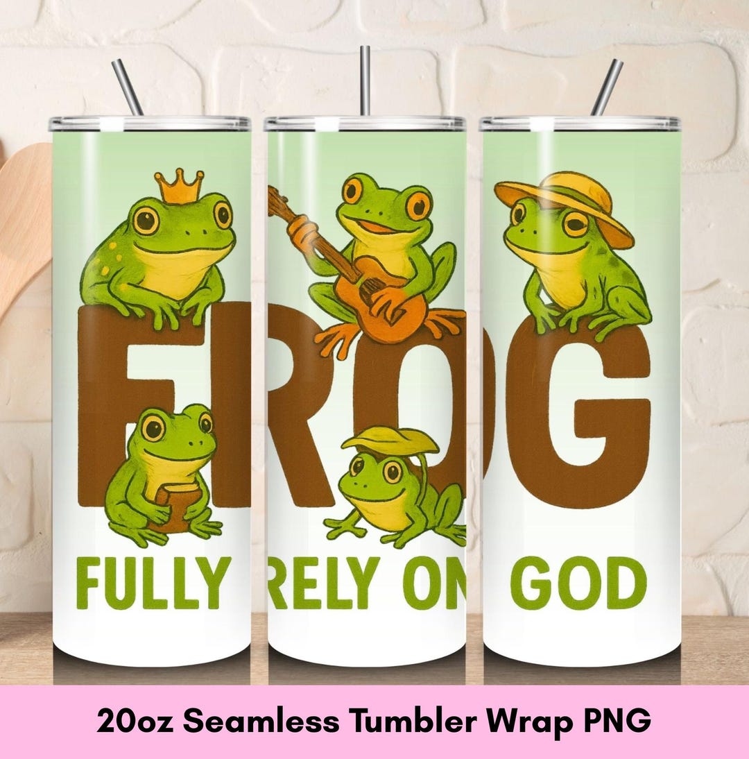 Christian Frog Tumbler Wrap PNG: Faith-based 20oz Skinny Tumbler ...