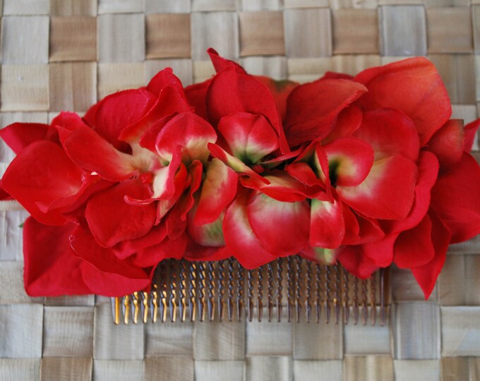 Beautiful Red Hydrangea Hair Comb Vintage Rockabilly Style Wedding 40s ...