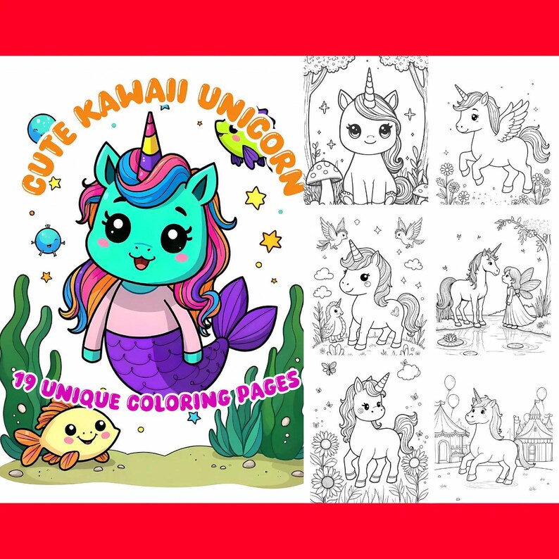 176 Unicorn Coloring Pages, Kawaii Coloring Pages for Kids and Adults ...