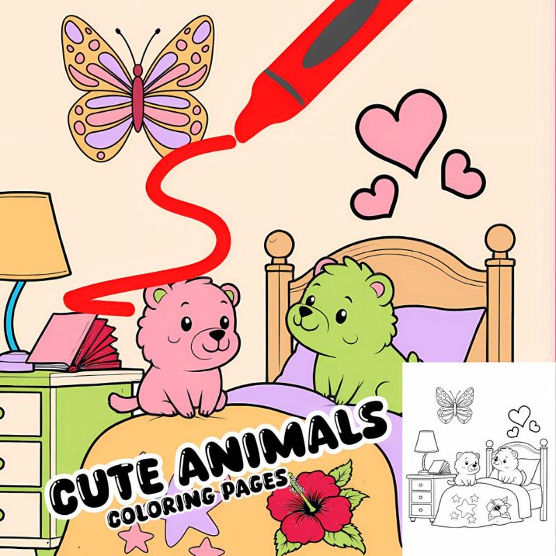 Cute Animals in House Coloring Pages, Animals Coloring Sheets ...