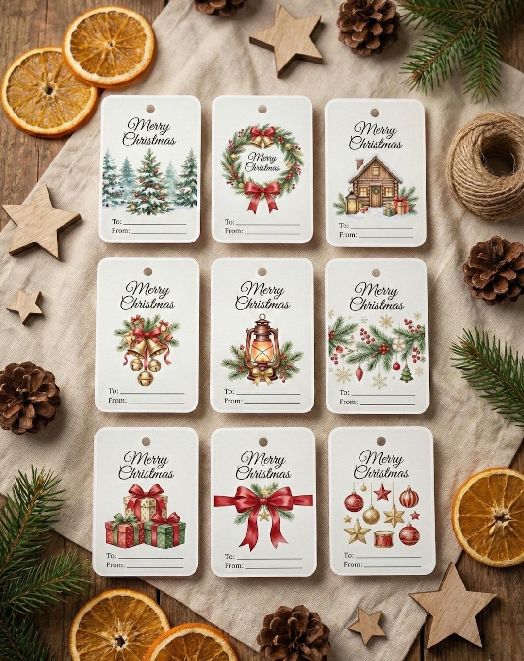 Watercolor Christmas Gift Tags, Printable Holiday Labels (digital ...