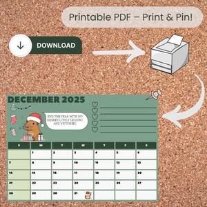 Capybara 2025 Printable Calendar | Cute Animal Aesthetic Monthly ...