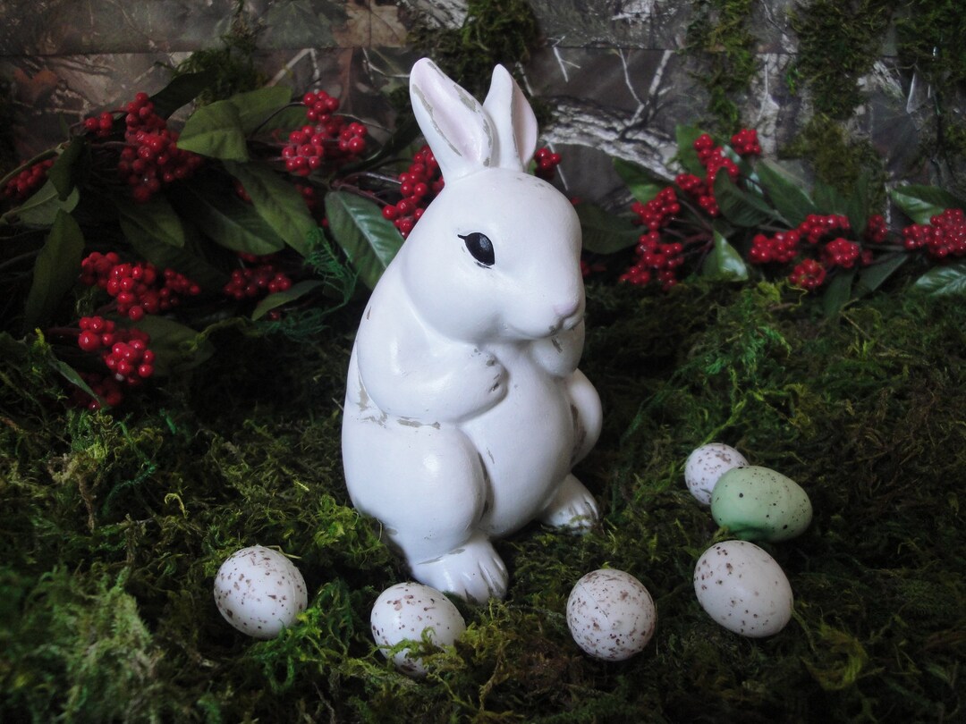 White Rabbit, White Bunny, Rabbit Garden Statue, Rabbit Lover Gift ...