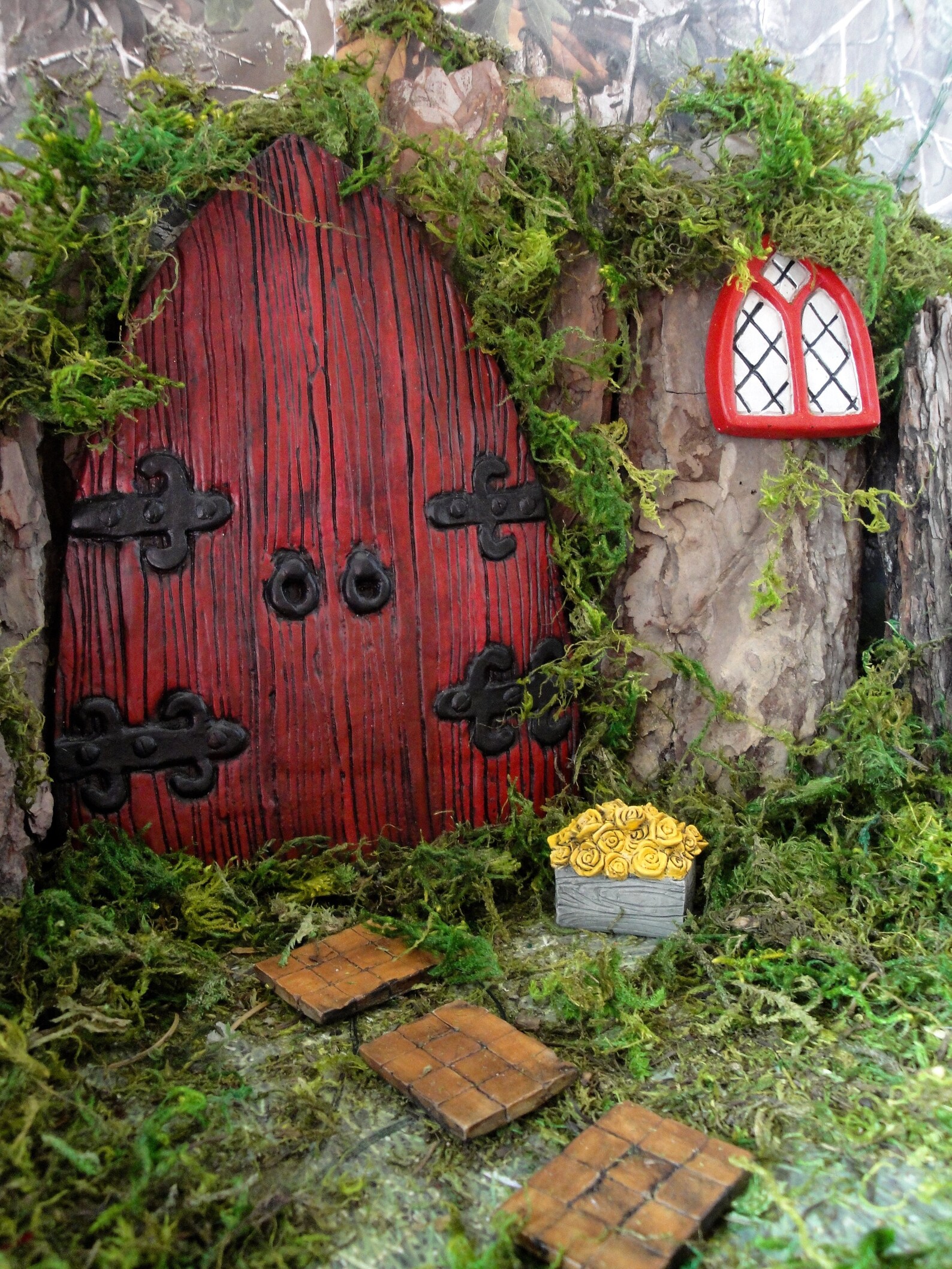 Garden Large Red Fairy Door Set, Large Red Medieval Fairy Door ...