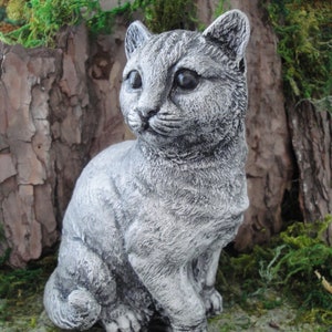 Detailed Grey Tone Cat Statue for Cat Memorial Statue or a Gift for a ...