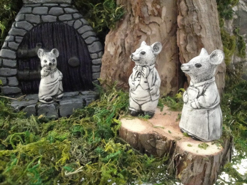 Small Adorable Concrete Mouse Family for Your Miniature | Etsy