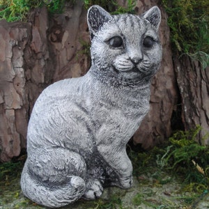 Detailed Grey Tone Cat Statue for Cat Memorial Statue or a Gift for a ...
