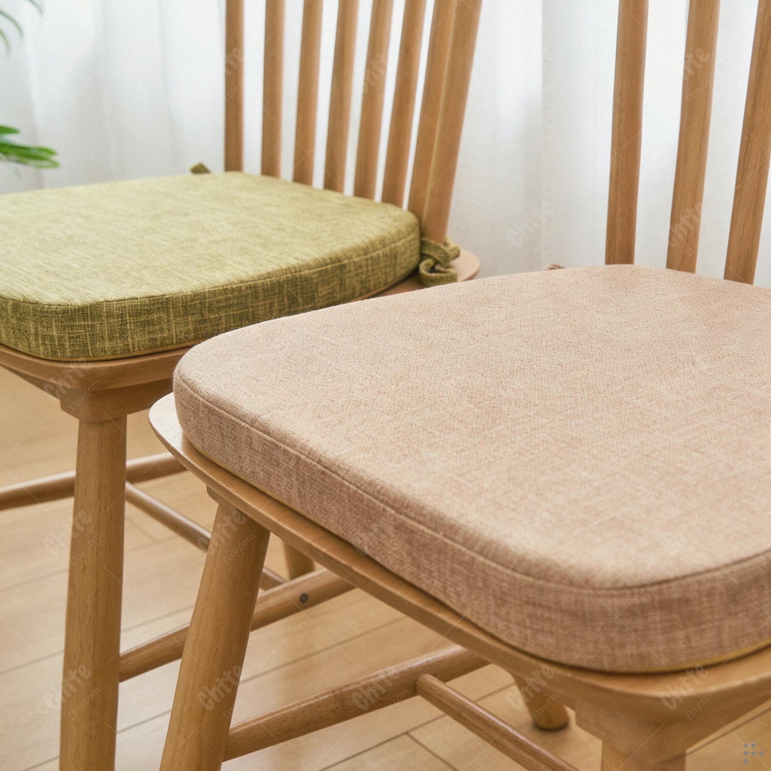 U Shaped Chair Cushion, Linen Blend Seat Pad, High Density Foam Dining ...