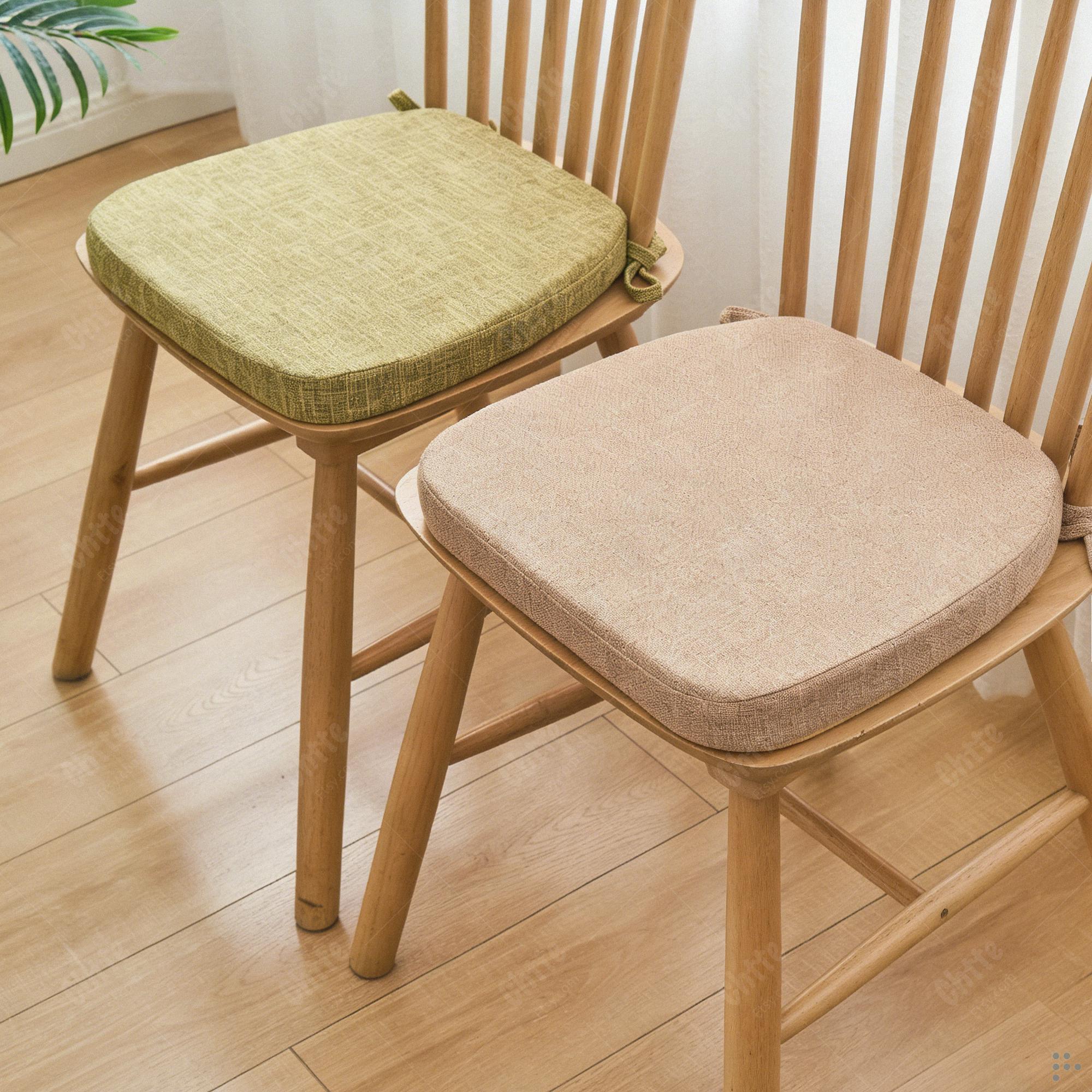 U Shaped Chair Cushion, Linen Blend Seat Pad, High Density Foam Dining ...
