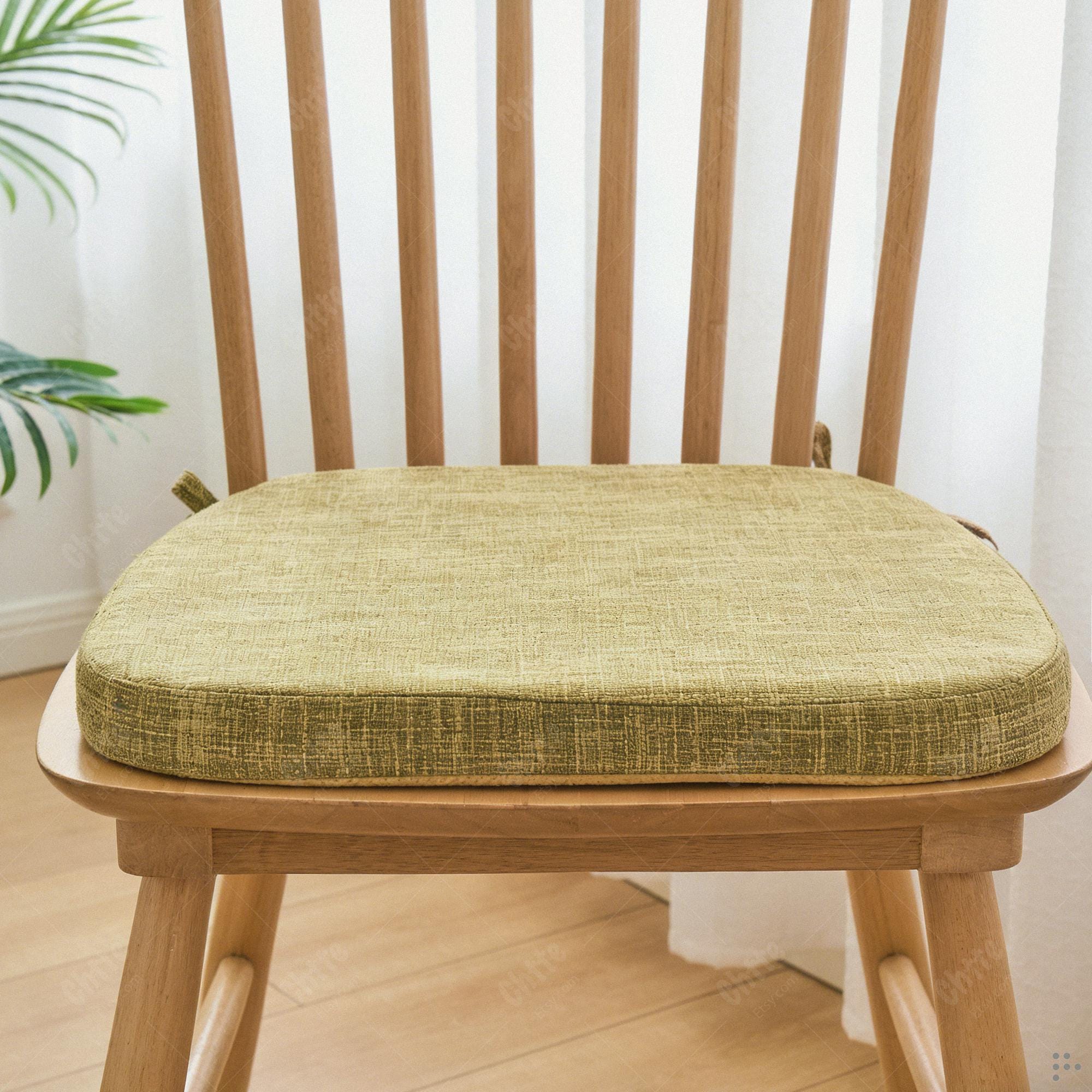 U Shaped Chair Cushion, Linen Blend Seat Pad, High Density Foam Dining ...