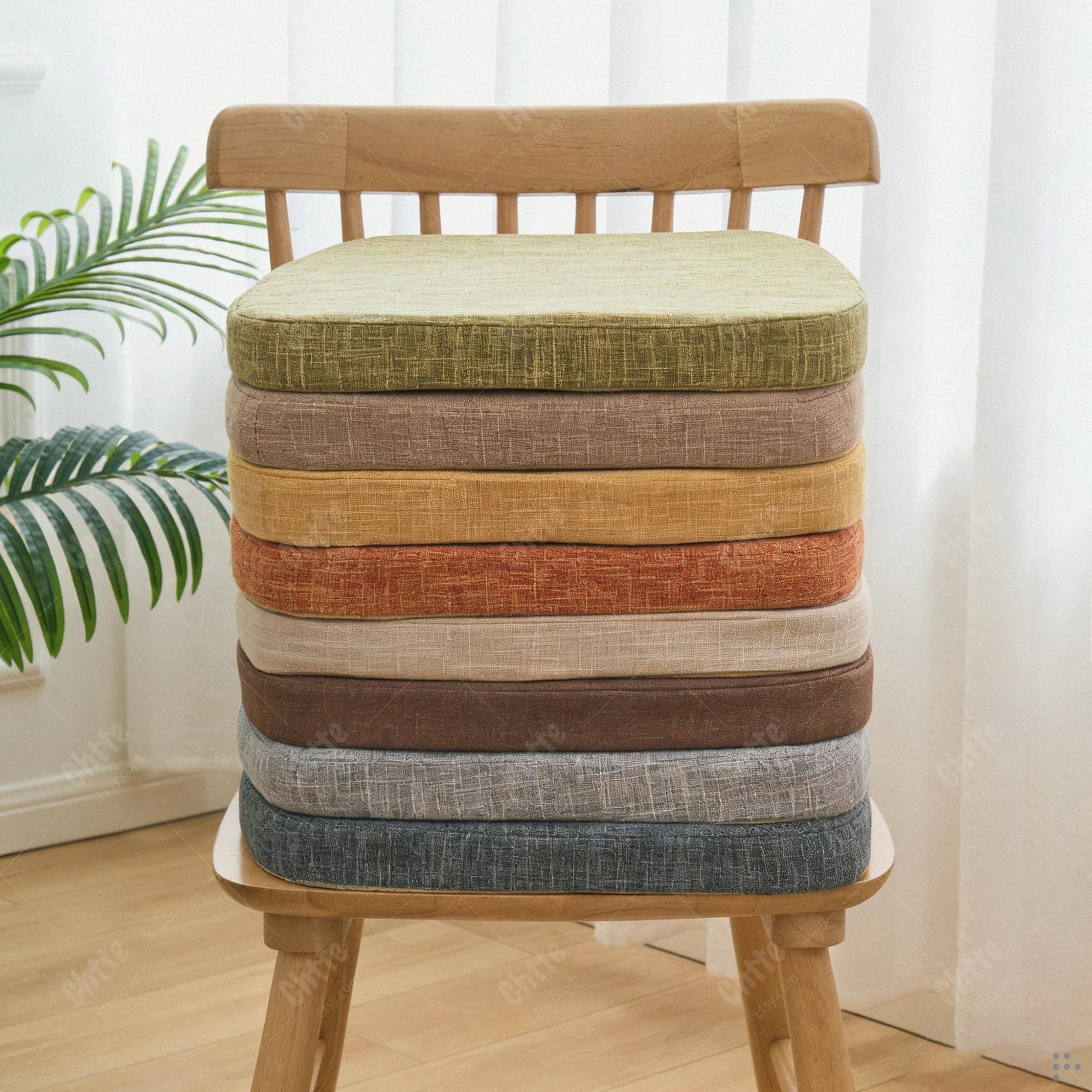 U Shaped Chair Cushion, Linen Blend Seat Pad, High Density Foam Dining ...