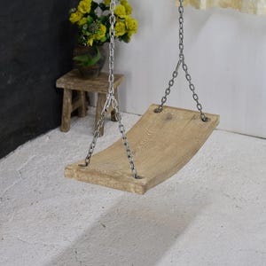 Swing Wood Rustic Home Garden Rustic Wooden Swing 1-2 Person Natural ...
