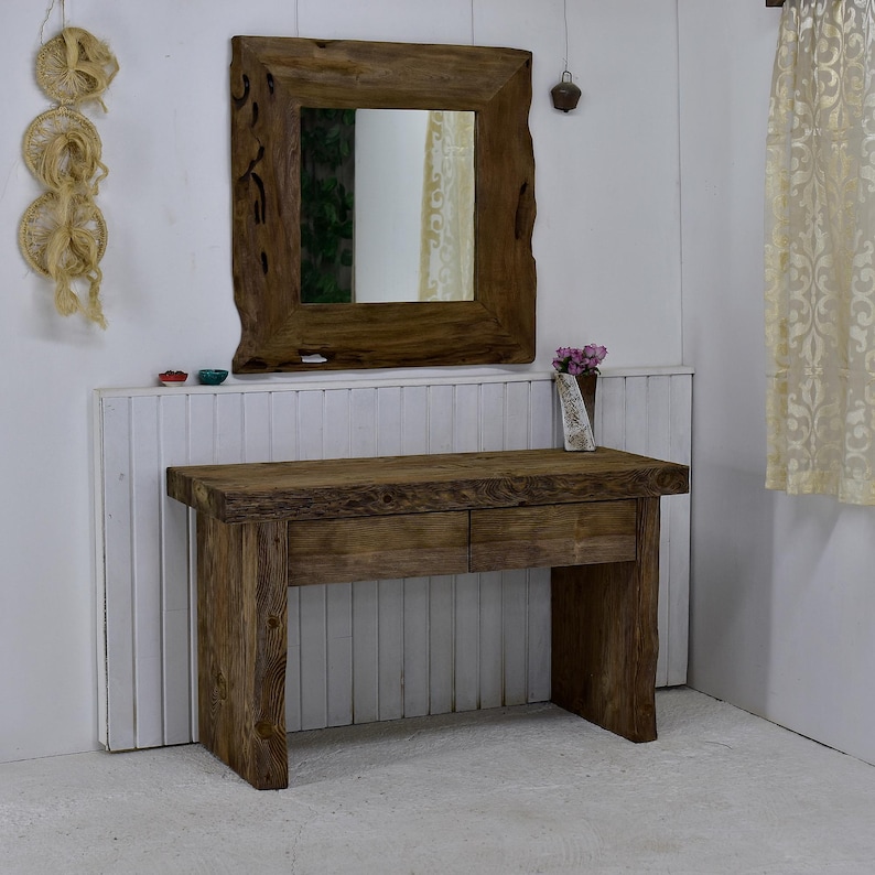 Rustic Wood Console Table With Drawers, Entryway Table, Farmhouse Style ...